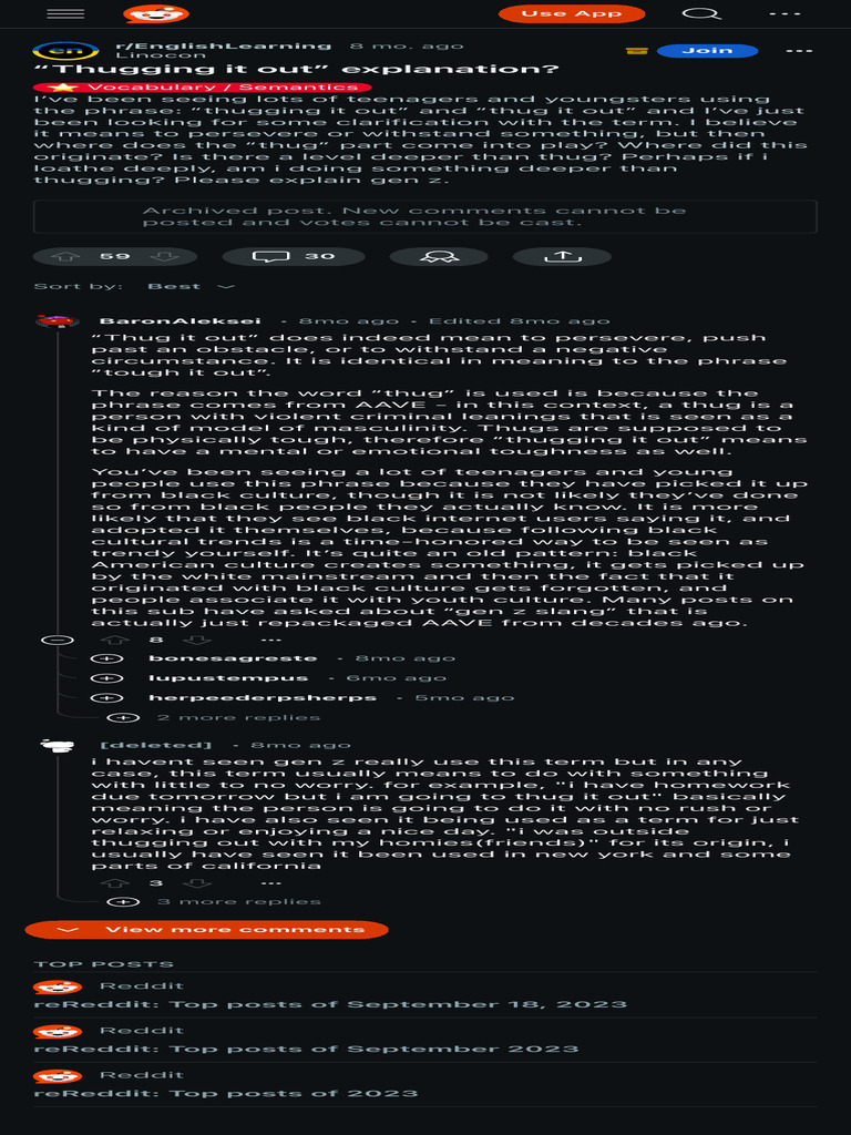"Thugging It Out" Explanation REnglishLearning | PDF