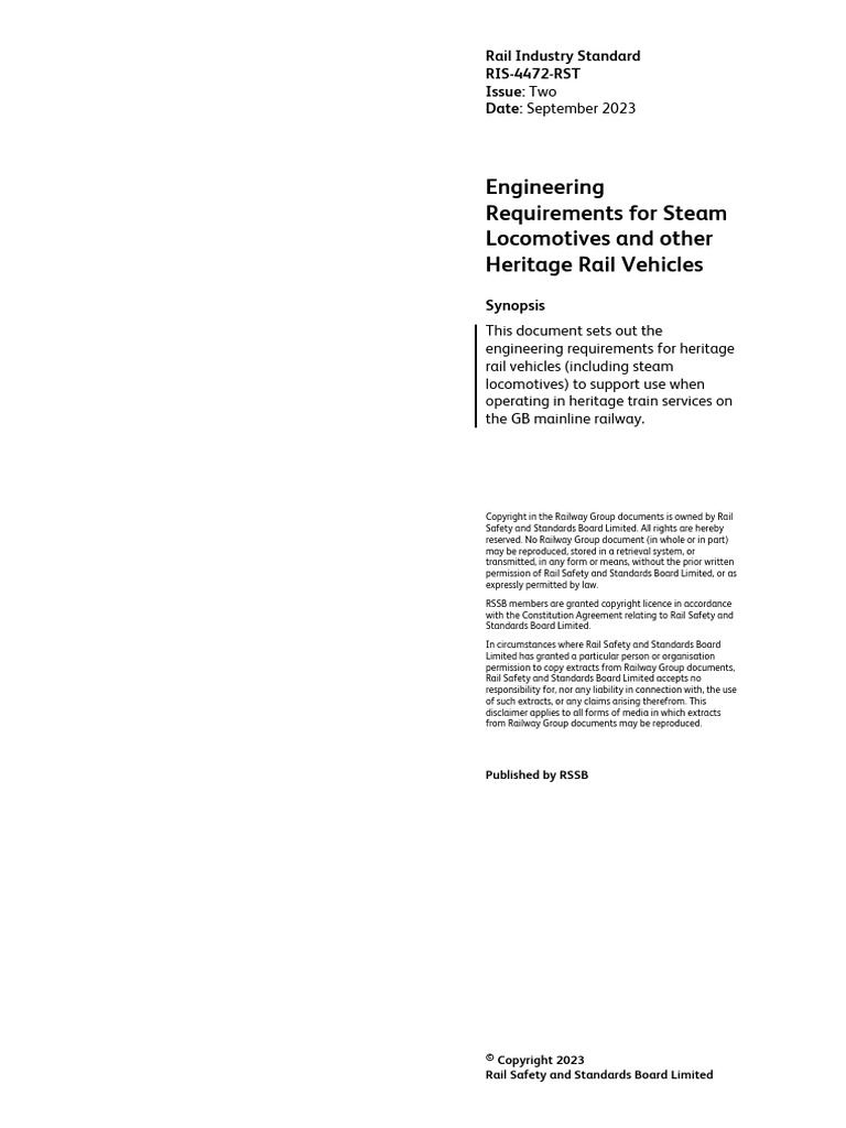 Engineering Requirement for Steam Locomotive | PDF