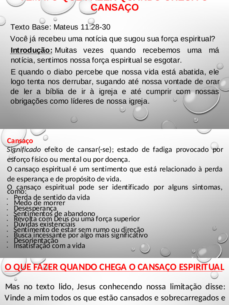 TEMA Como Vencer o Cansaço | PDF