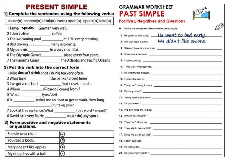 2.REVIEW SIMPLE PRESENT - SIMPLE PAST | PDF