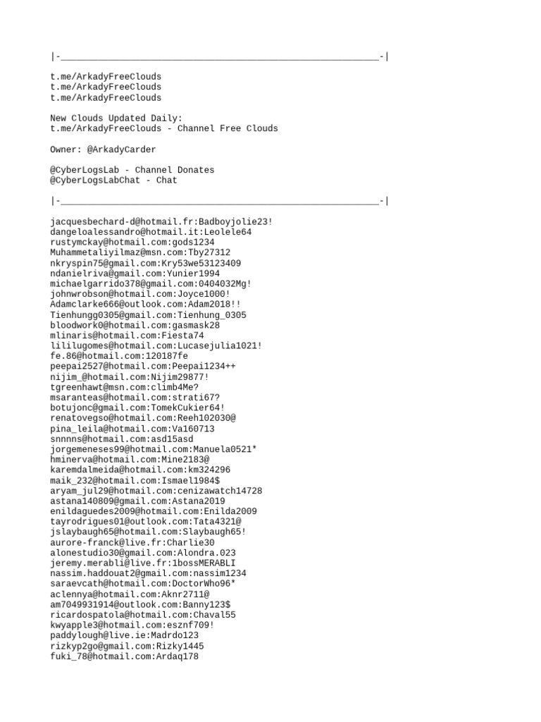 1400 HOTMAIL VÁLIDOS @CyberLogsLab | PDF