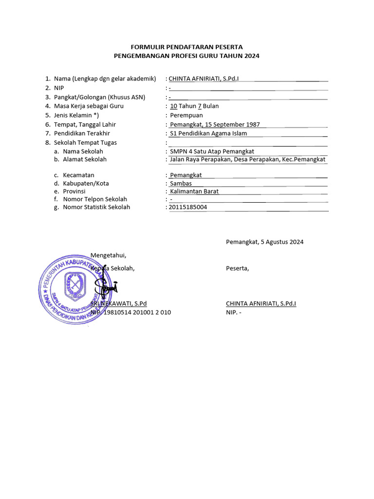 Formulir Pendaftaran Peserta | PDF Formulir Pendaftaran Peserta | PDF