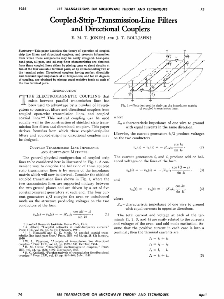 Coupled43trip-Transmission-Line Filters and Directional Couplers ...
