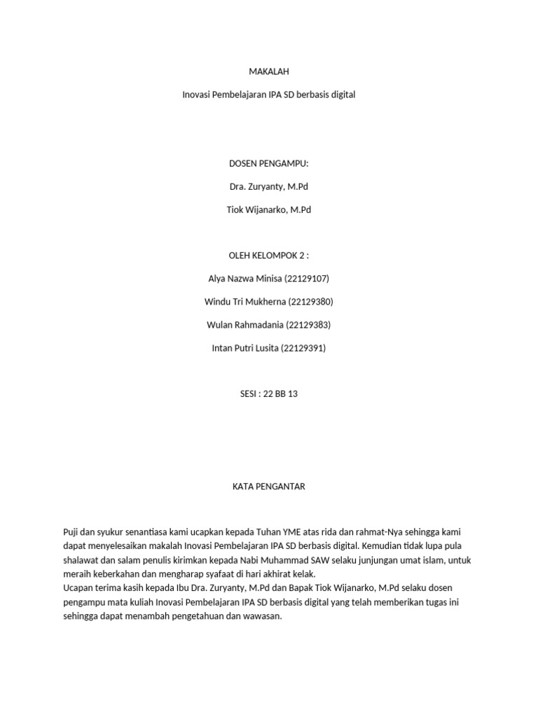 Makalah Kel 2 Inovasi Ipa | PDF