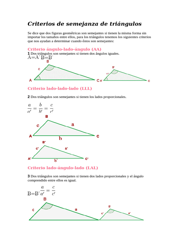 Criterios de Semejanza de Triángulos | PDF