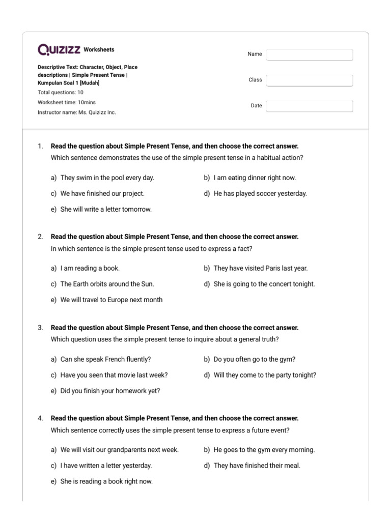 Descriptive Text - Character, Object, Place Descriptions - Simple ...