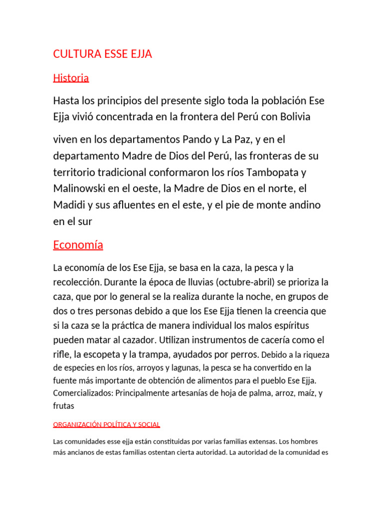 Cultura Esse Ejja | PDF