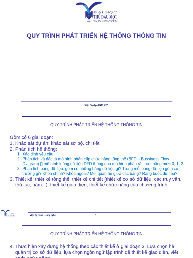 B2. QUY TRÌNH PHÁT TRIỂN HỆ THỐNG THÔNG TIN | PDF