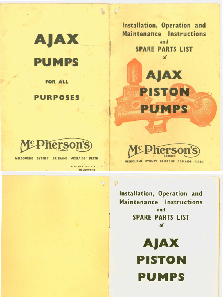 Ajax Installation Operation Maintenance Instructions Spare Parts List | PDF