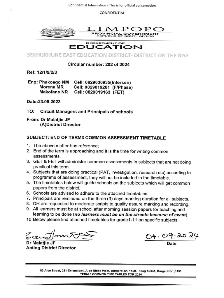 End of Term 3 Common Assessment Timetable09-04-2024-122645 | PDF