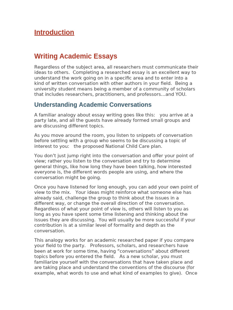 Writing Academic Essays | PDF
