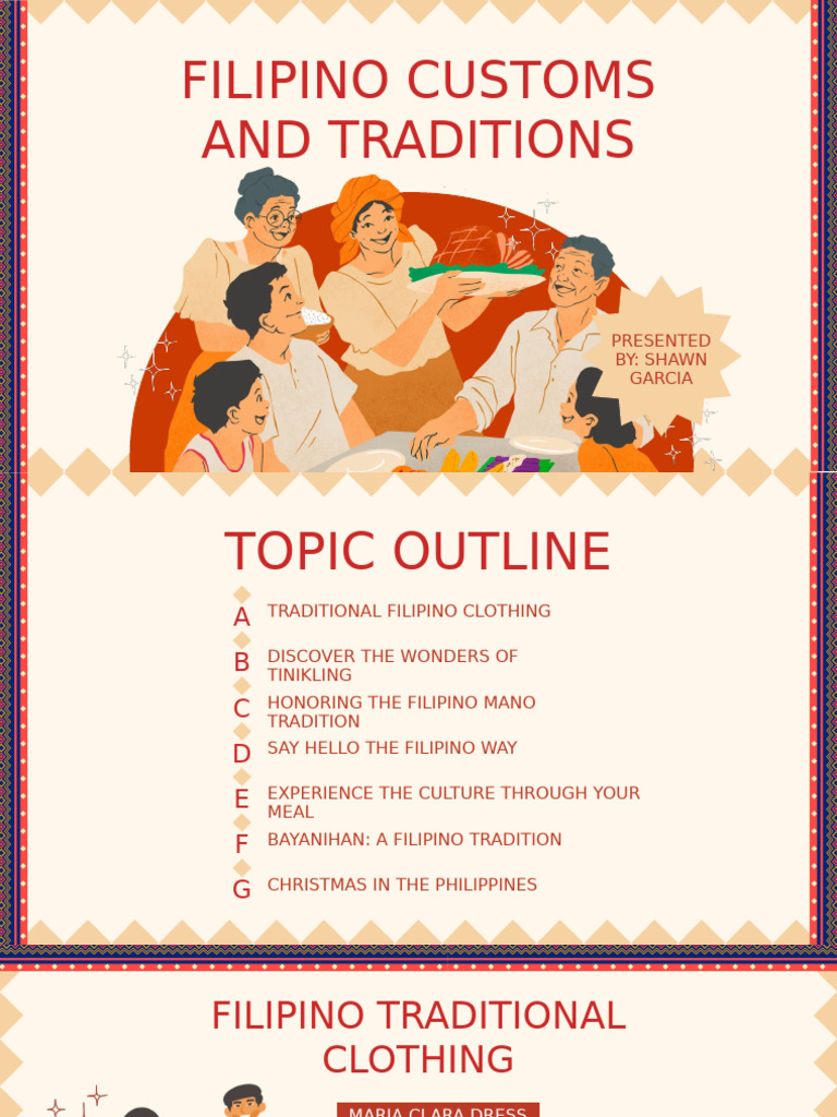 Red Festive Illustration Filipino Traditions Presentation | PDF