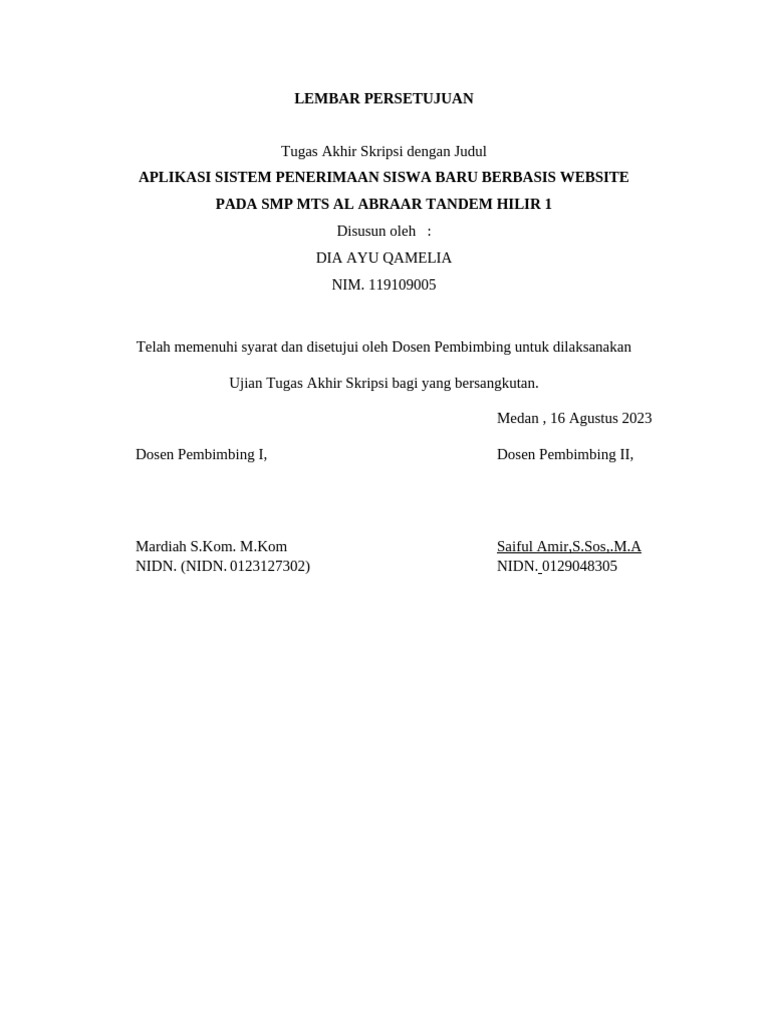 Lembar Persetujuan | PDF