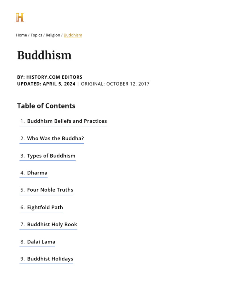 Buddhism Definition, Founder & Origins - HISTORY | PDF