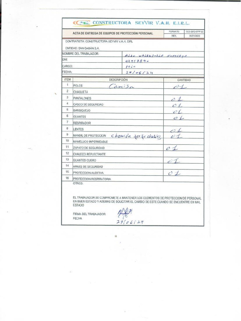 03 Entrega de EPPs | PDF