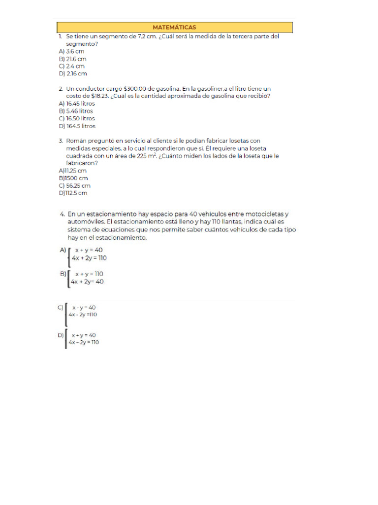 Examen De Matematicas 3ro De Secundaria
