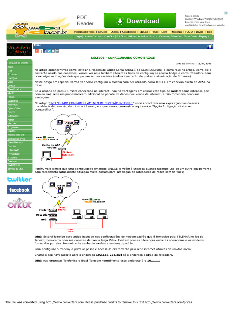 Configurar Modem em BRIDGE | PDF