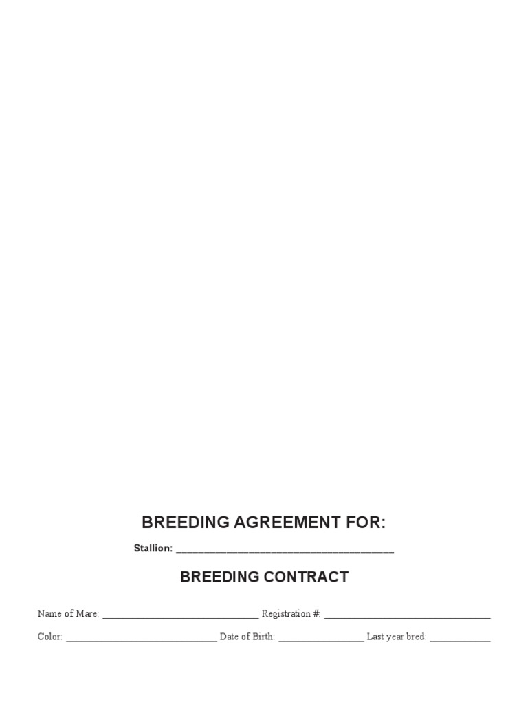 Breeding Agreement | Download Free PDF | Horse Breeding | Mare