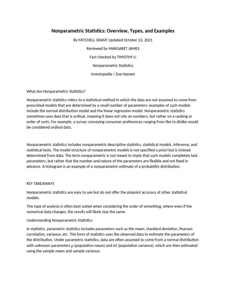 Nonparametric Statistics | PDF Nonparametric Statistics | PDF