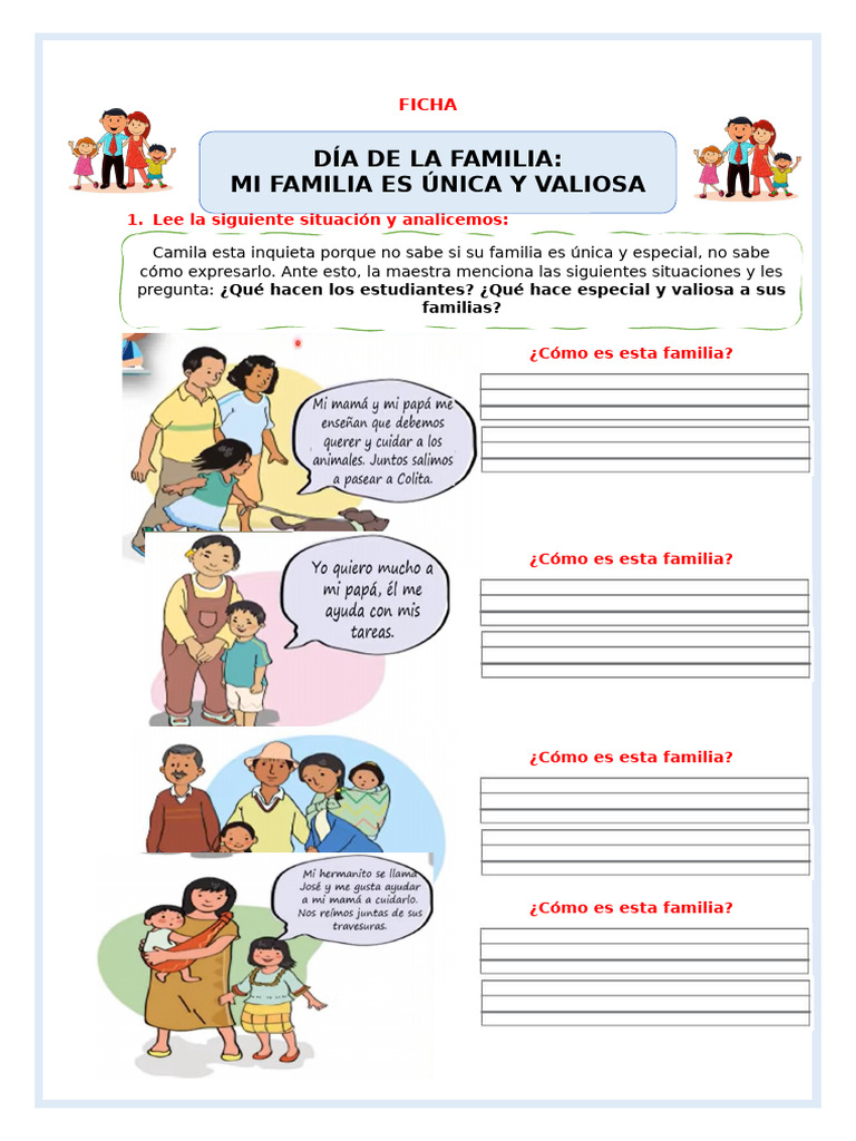Ficha Día de La Familia 933623393 Prof Yessenia | PDF