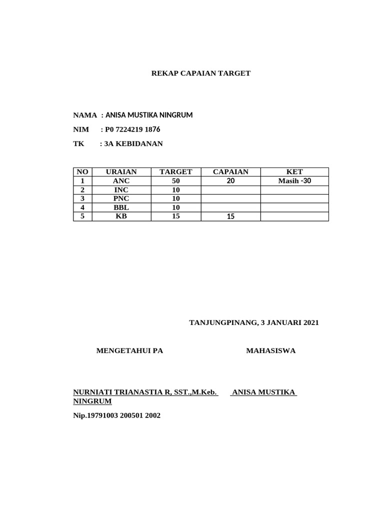 Rekap Capaian Target | PDF