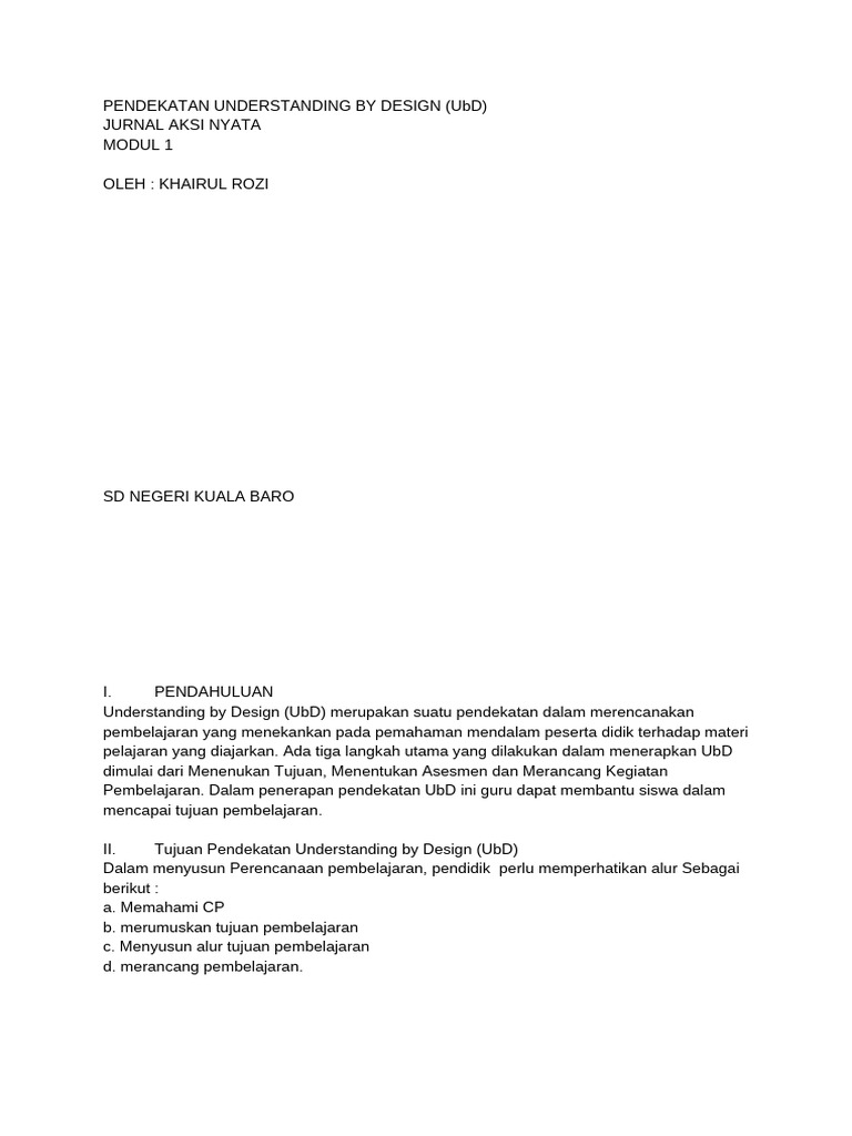PENDEKATAN UNDERSTANDING BY DESIGN (UbD) | PDF