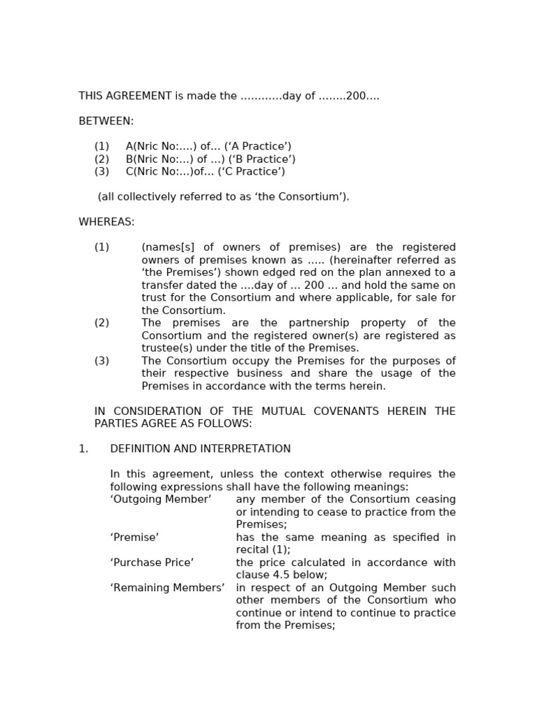 Consortium Agreement-P'ship Pty | PDF