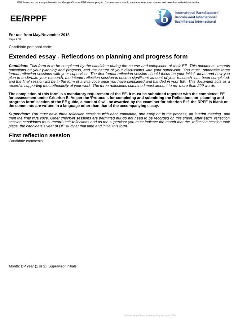 Extended Essay Reflection Form ENG | PDF