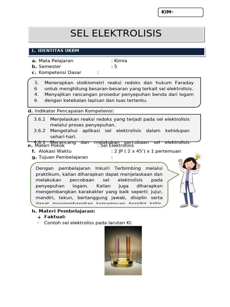 Bahan Ajar Dan LKPD Elektrolisis - Hukum Faraday | PDF