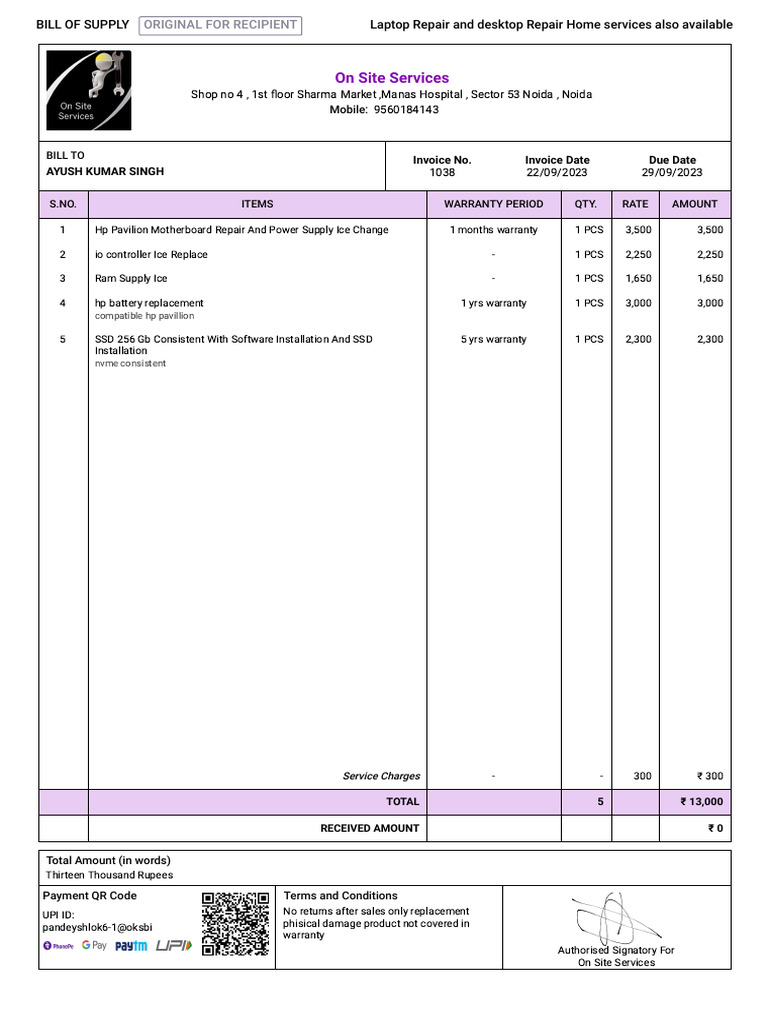 1038-Sales - Invoice-Ayush Kumar Singh | PDF | Personal Computers ...