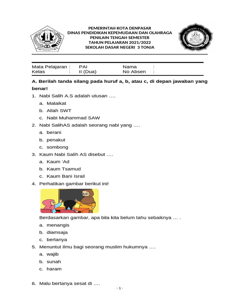 Soal PTS II PAI Kelas 2 FIX | PDF