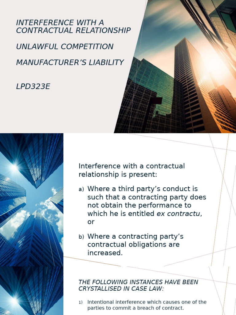 Interference With A Contractual Relationship - Unlawful Competition ...