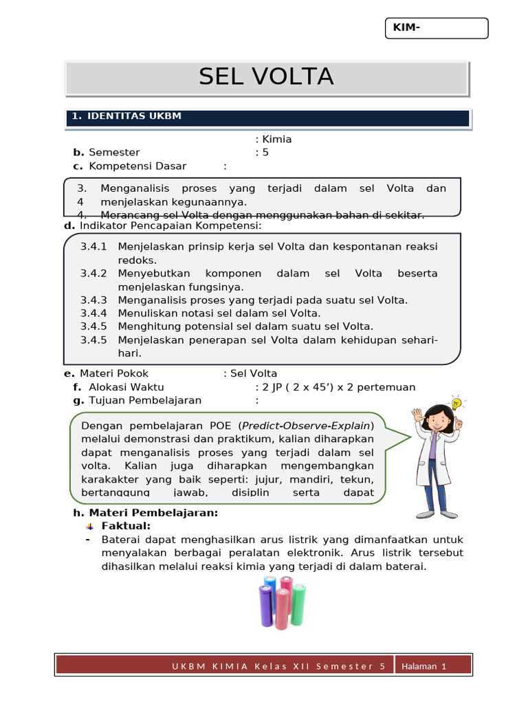 Bahan Ajar Dan LKPD Sel Volta | PDF