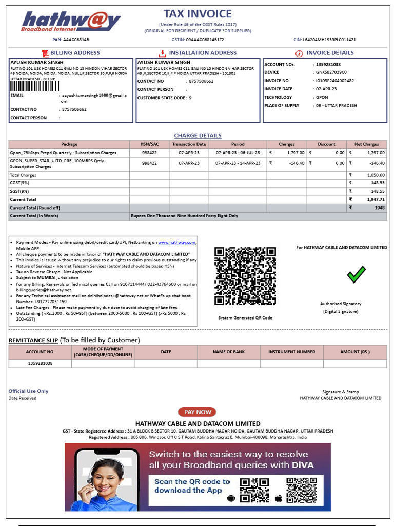 Invoice 1359281038 I0109P2404002482 | PDF | Invoice | Cheque