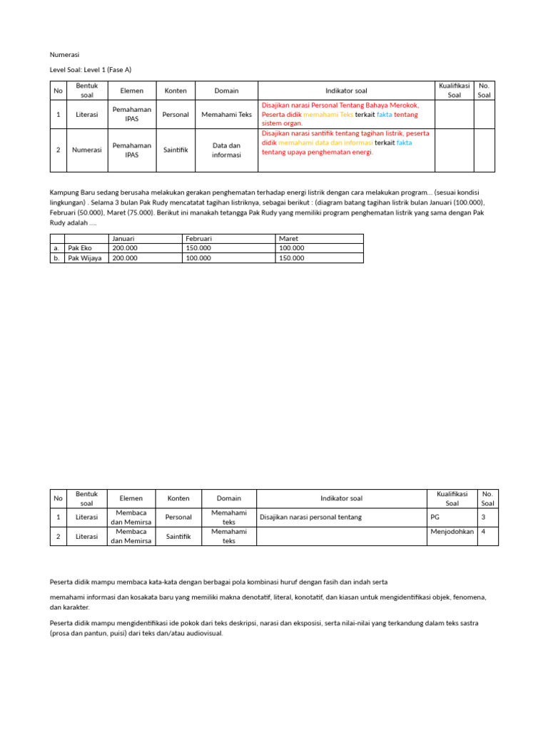 Soal Literasi dan Numerasi Siswa | PDF