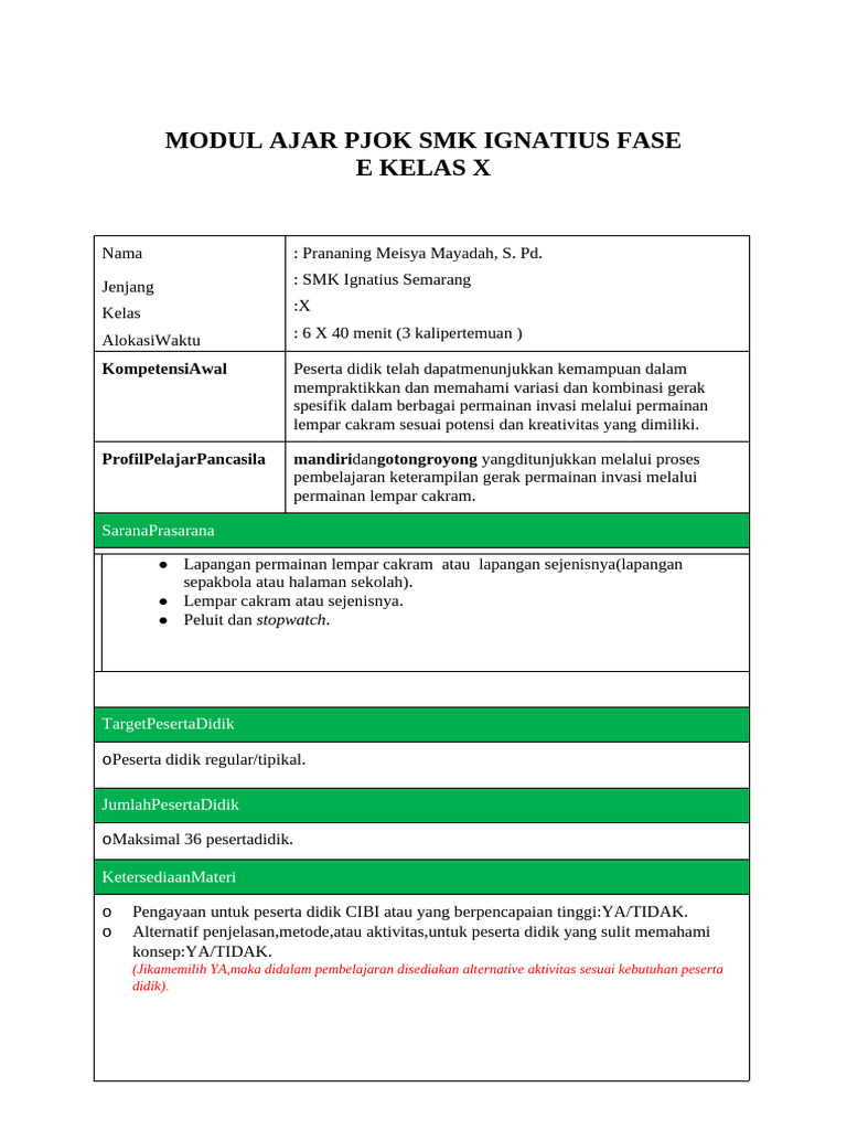 Modul Pjok Kls X | PDF