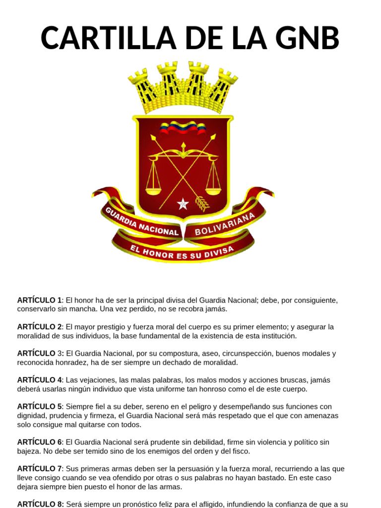 CARTILLA DE LA GNB | PDF