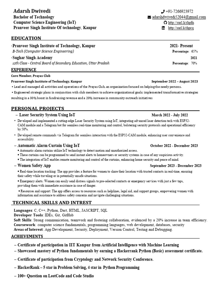 Adarsh Resume 1 - Cropped | PDF