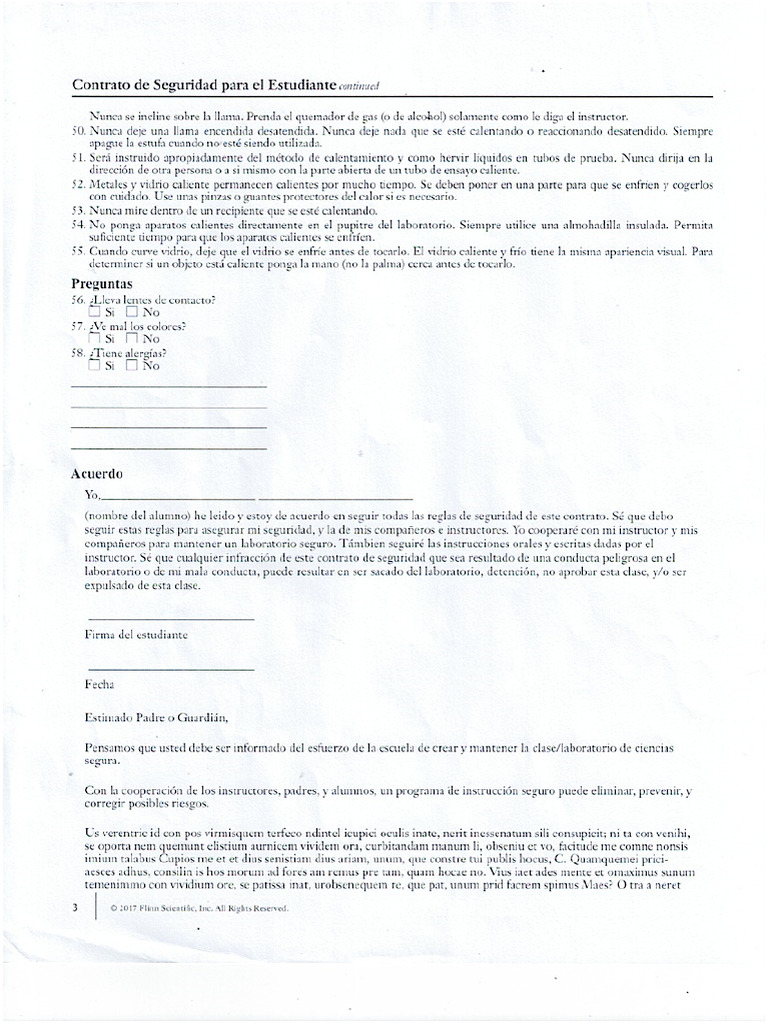 Contrato de Seguridad para El Estudiante 3 | PDF
