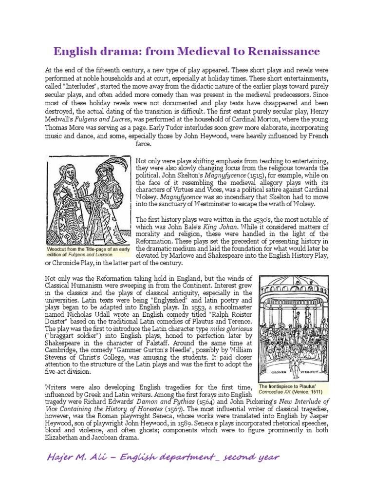 Evolution of English Drama: Medieval to Renaissance | PDF ...