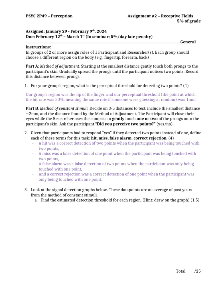 Receptive Fields Assignment 2 - Katelyn Whitfield | PDF