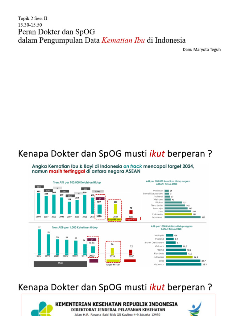 Peran Dokter Dan SPOG Dalam Pengumpulan Data Kematian Ibu Di Indonesia | PDF