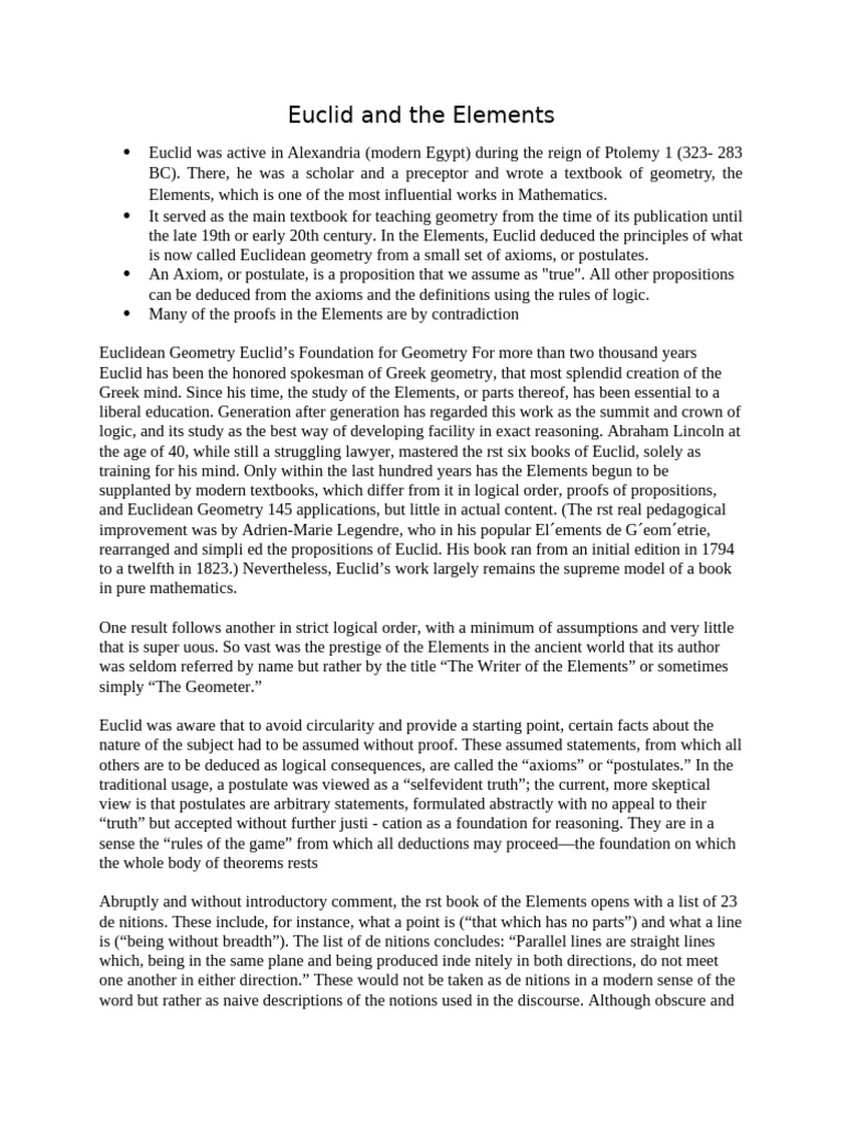 Euclid and The Elements | PDF