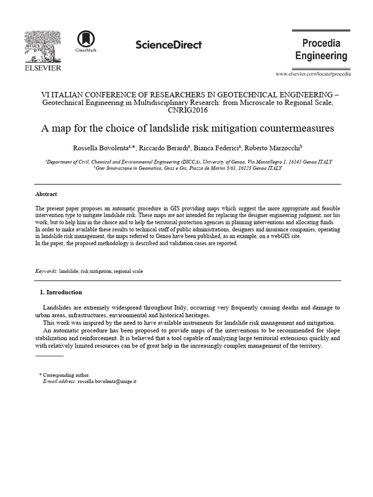 A Map For The Choice of Landslide Risk Mitigation Countermeasures | PDF