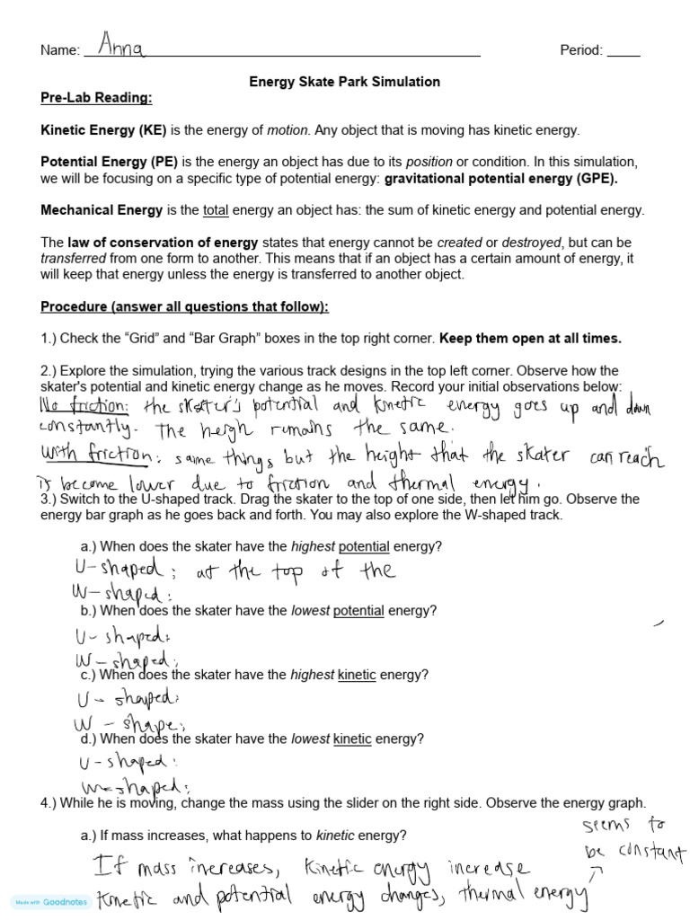 Phet Energy Skate Park | PDF