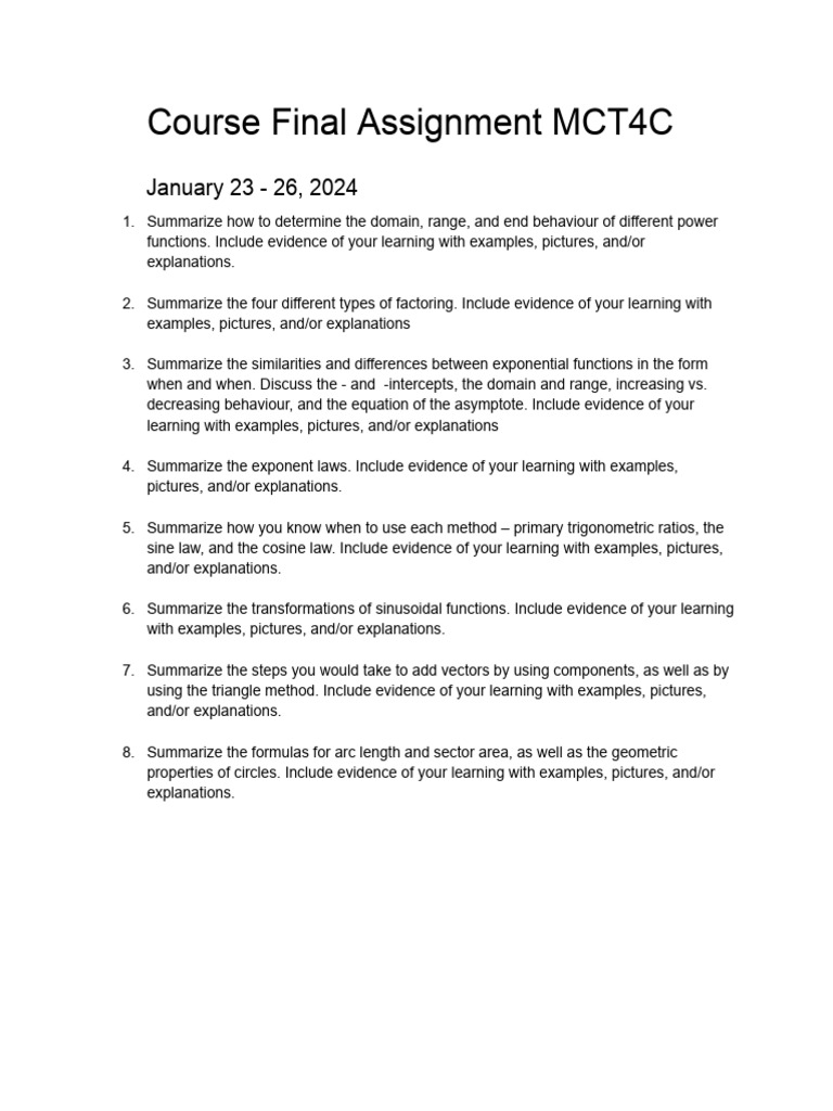 Course Final Assignment MCT4C | PDF