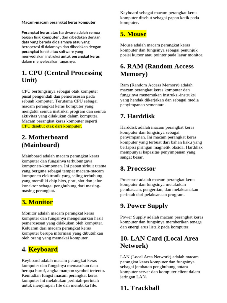 Macam macam perangkat lunak komputer | PDF