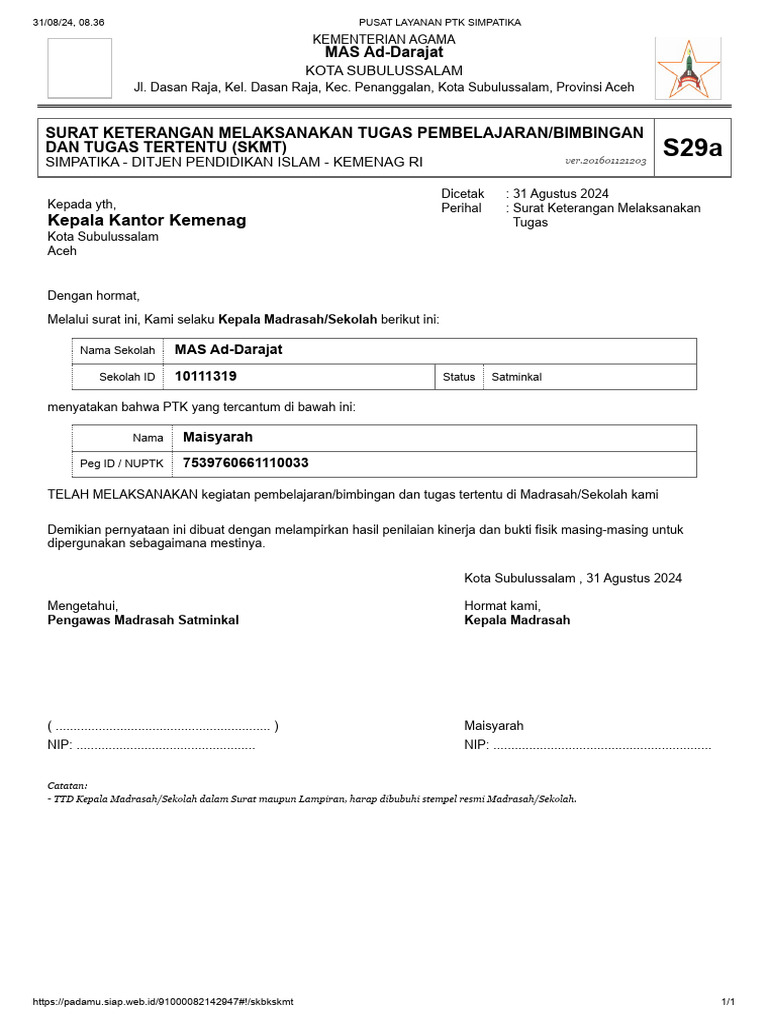 PUSAT LAYANAN PTK SIMPATIKA Maisarah SKBK | PDF
