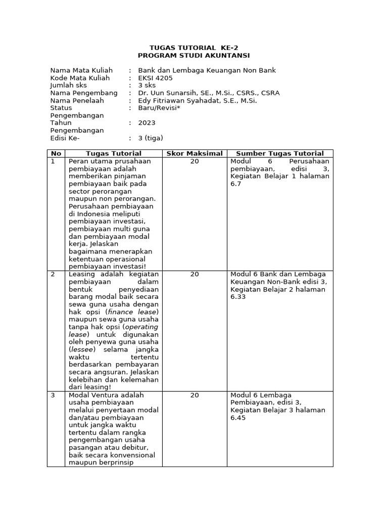 Tugas Tutorial Ke 2 Bank | PDF