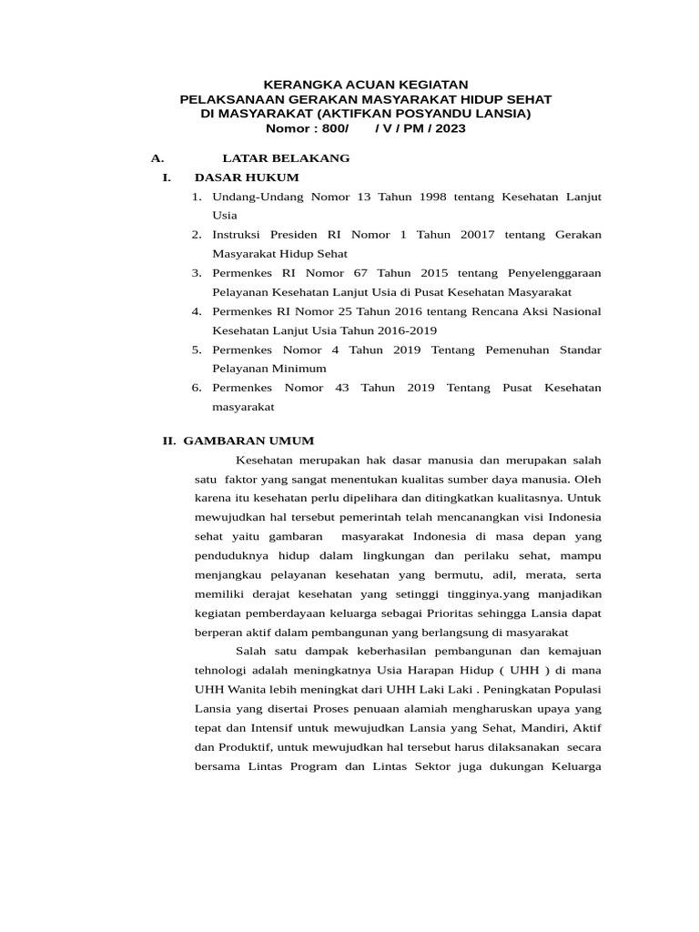 KAK Posyandu Lansia | PDF